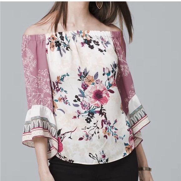 White House Black Market | Tops | Whbm Mixed Floral Print Blouse Women ...